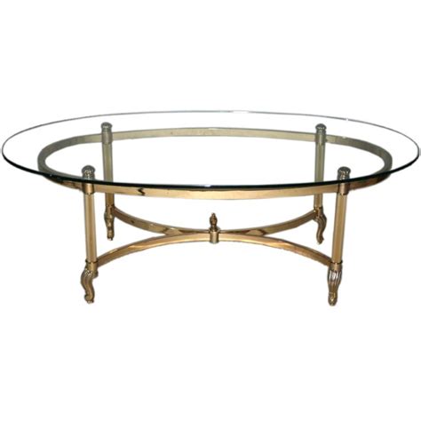 Brass And Chrome Glass Top Oval Coffee Table At 1stdibs Vintage Brass And Glass Oval Coffee