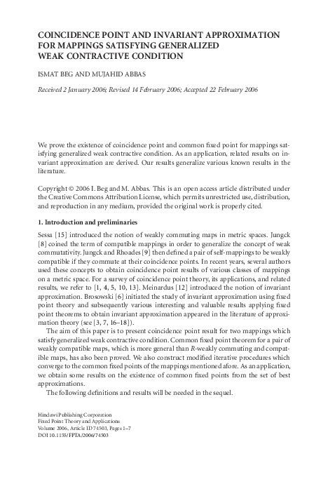 Pdf Coincidence Point And Invariant Approximation For Mappings
