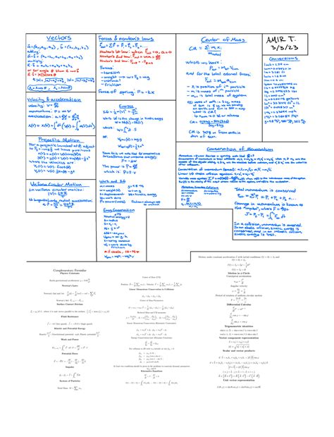 Physics 1A Midterm 2 Cheat Sheet A M X 3 3 Ing Newton S1stlaw When E To A O E Caxtbx Astby Be