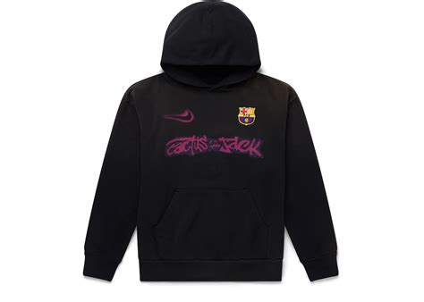 Travis Scott X Nike X Fc Barcelona Spray Logo Hoodie Black Mens Ss25