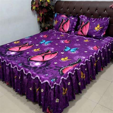 Katun Tassel Bed Sheet Latest Motif Size 180x200 160x200 120x200 Cotton