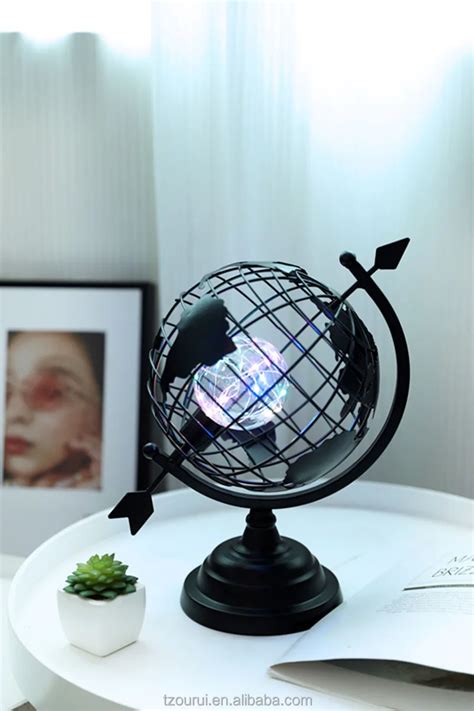 Illuminated Rotating Globe Lamp Led Lighted Desk Globe Earth Metal Decorative Night Light