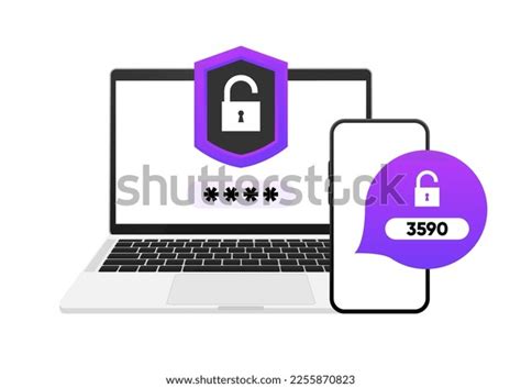 Two Steps Authentication Verification Code Message Stock Vector