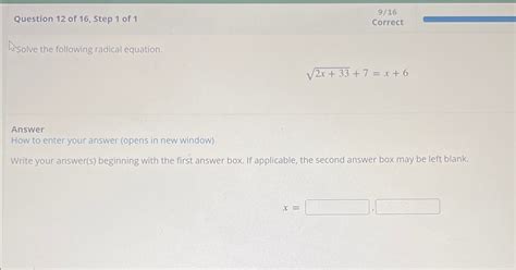 Solved Question 12 ﻿of 16 ﻿step 1 ﻿of 1916correctsolve
