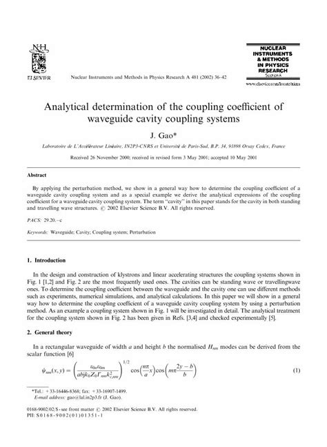 Pdf Analytical Determination Of The Coupling Coefficient Of Waveguide