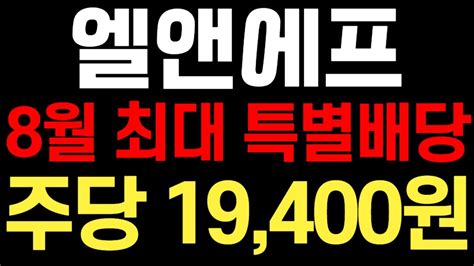 엘앤에프 8월 최대 특별배당 주당 19400원 엘앤에프주가전망 엘앤에프분석 엘앤에프주가 엘앤에프전망 엘앤에프주식