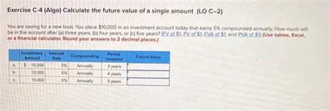 Solved Exercise C 4 Algo Calculate The Future Value Of A