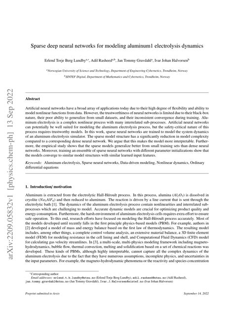 Pdf Sparse Deep Neural Networks For Modeling Aluminum Electrolysis Dynamics