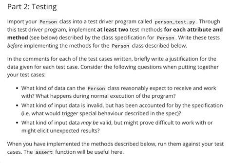 Solved 6 Person Part 1 Attributes Implement The Person Chegg