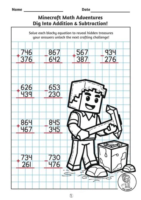Minecraft Math Madness 2 And 3 Digit Additionsubtraction Blocky