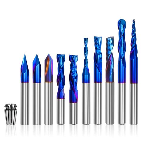 Lunyee 10pcs Cnc Router Bits Set 1 4 Inch Shank