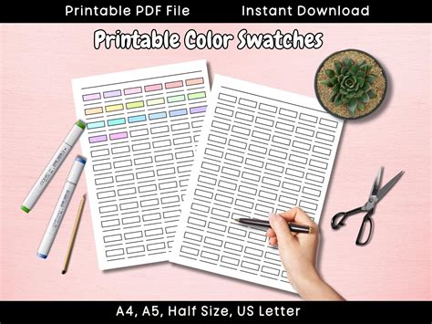 Color Swatch Chart Blank Color Chart Printable Color Swatch Template