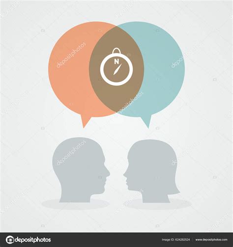Dialog Destination Speech Bubbles Woman Man Head Vector Illustration