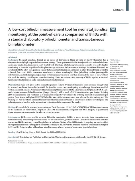 Pdf A Low Cost Bilirubin Measurement Tool For Neonatal Jaundice Monitoring At The Point Of