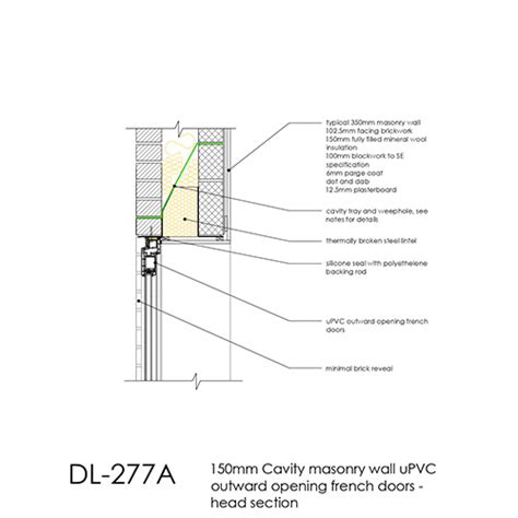 Dl277 150mm Cavity Masonry Wall Upvc French Door Section Detail