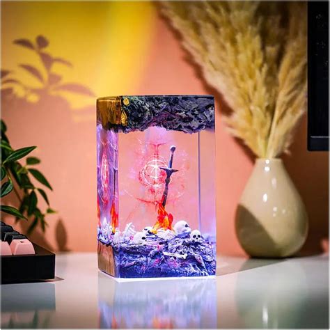 Bonfire Dark Souls X Elden Ring Epoxy Resin Lamp Night Light Etsy
