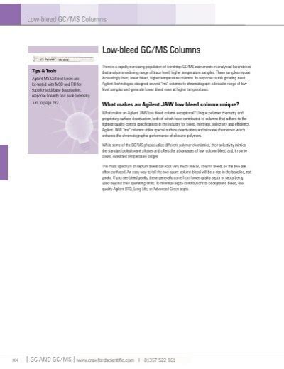 Low Bleed GC MS Columns T