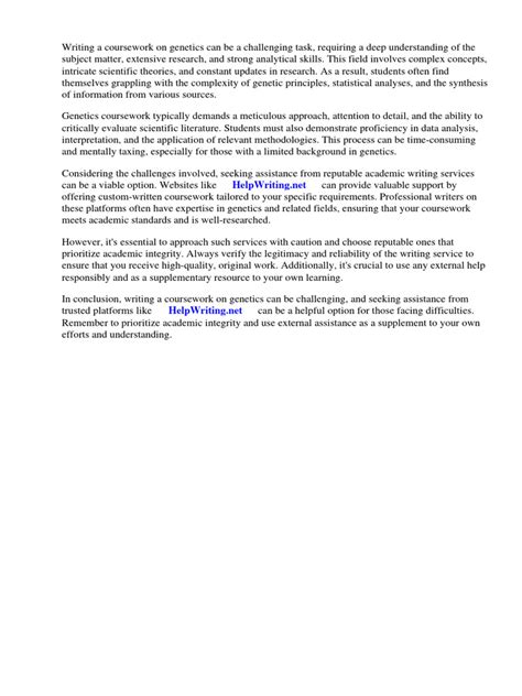 Genetics Course Work Pdf Genetics Gene