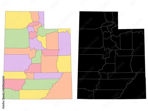 Stock Illustration Utah Map Sets Utah Administrative Map Utah Outline And Counties State Map