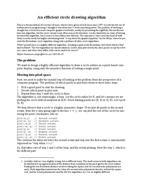 An Efficient Circle Drawing Algorithm The Problem Pdf Algorithms