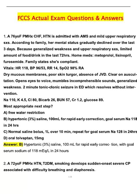 Fccs Questions Exam 2025 Actual With Questions And Answers Latest 2025 2026 Update 100