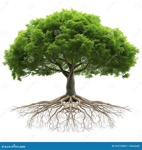 Green Tree With Exposed Roots Stock Image Image Of Foliage Lush