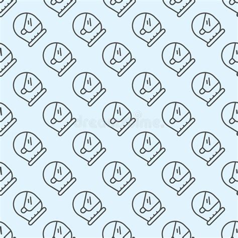 Astronaut Helmet With Mirror Glass Line Seamless Pattern Cosmos Theme Vector Graphics Stock