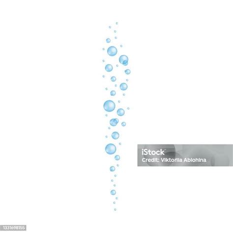 파란색 빛나는 거품 스트림 비누 거품 수족관 또는 바다 수중 산소 효과 목욕 비누 탄산 음료의 투명한 질감 벡터 사실적인 그림