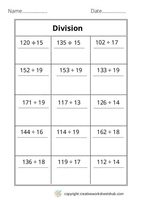Free Division Worksheets For Class 4 Creativeworksheetshub
