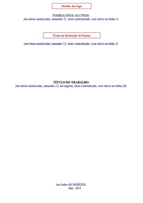 Capa De Trabalho Nas Normas Abnt 2023 Pronta Modelo E Formatação