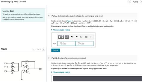 Solved Summing Op Amp Circuits ☺ 7 Of 15 Learning Goal To
