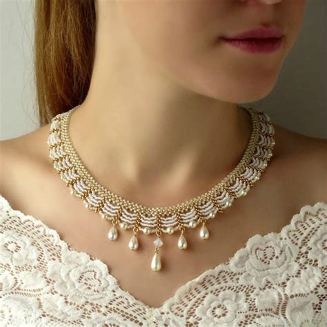 Pearl Bridal Necklace Wedding Necklace For Brides Swarovski Etsy