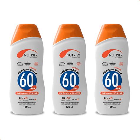 Kit 3 Unidades Protetor Solar Profissional Nutriex Fps 60 120ml A