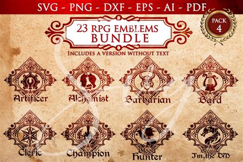 Rpg Class Emblems Bundle Pack 4 D20 Rpg Games Svg Pathfinder 2e Gamer Role Playing Game Svg