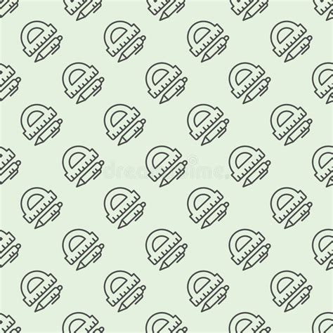 Protractor Ruler And Pen Line Seamless Pattern Architect Studio Theme Vector Graphics Stock