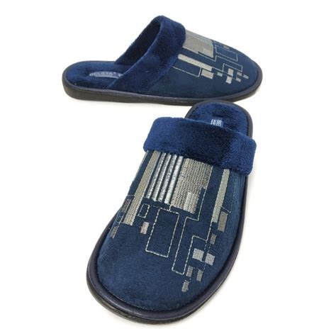 Кімнатні тапочки домашні Белста чоловічі тапочки теплі махрові 033 сині закриті розмір 41 26 26