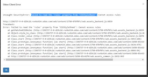 Failed To Read The Rules Property From CSSStyleSheet Issue Odoo Odoo GitHub