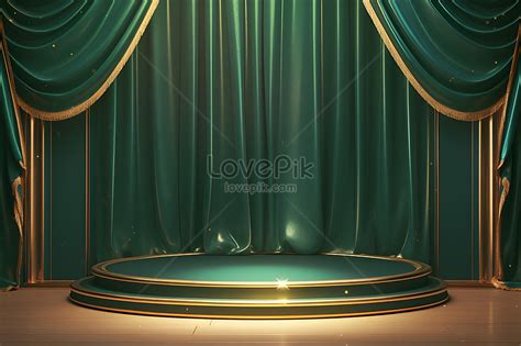 녹색 커튼 무대 배경 일러스트 무료 다운로드 Lovepik