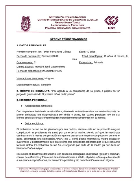 Informe Psicopedagogico Descargar Gratis Pdf Aprendizaje Las