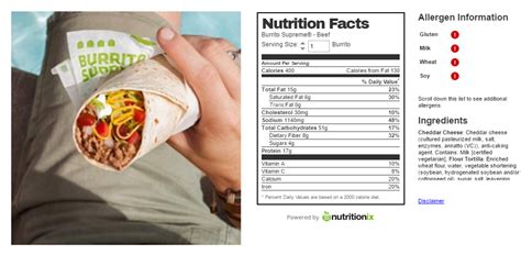 Taco Bell Nutrition Facts My Path Wellness