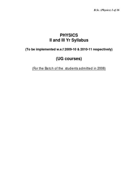 Physics Syllabus Download Free Pdf Interference Wave Propagation