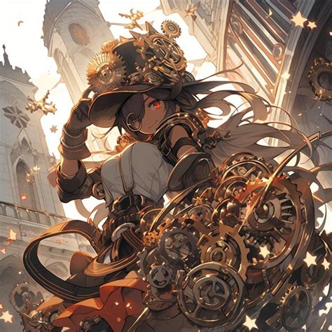 Premium Photo Anime Girl With A Clock And A Hat On Her Head Generative Ai