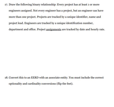 Solved Draw The Following Binary Relationship Every Project