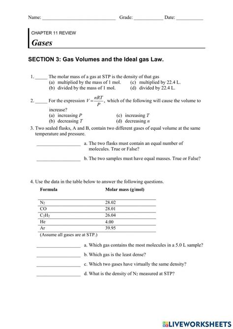 mastering the ideal gas equation a worksheet guide