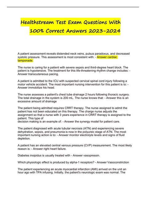 Healthstream Test Exam Questions With 100 Correct Answers Healthstream Stuvia Us