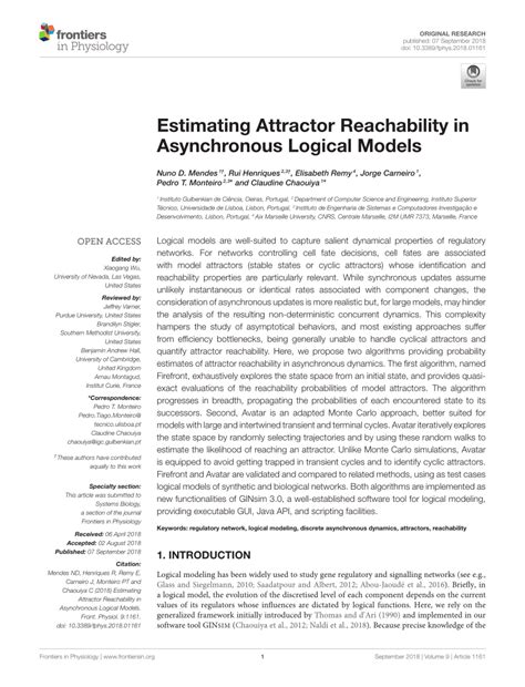 Pdf Estimating Attractor Reachability In Asynchronous Logical Models
