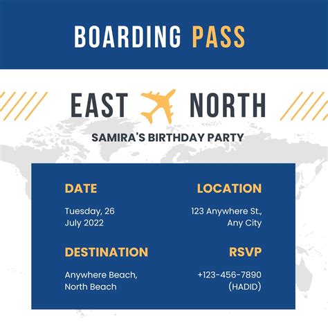 Boarding Pass Birthday Invitation Template Free At John Boardman Blog