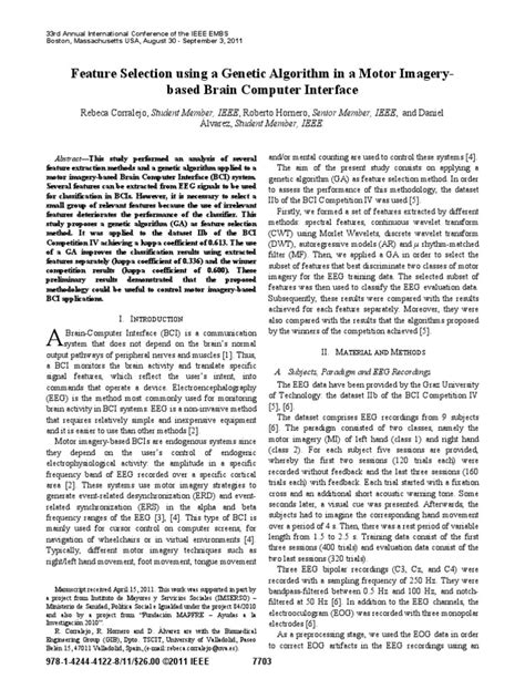 Feature Selection Using A Genetic Algorithm In A Motor Imagery Based Brain Computer Interface