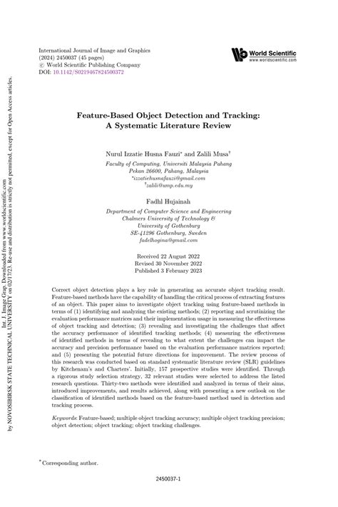Pdf Feature Based Object Detection And Tracking A Systematic