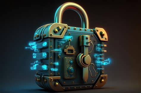 Premium Ai Image Super Technological Padlock With Blue Circuits Data Security Concept